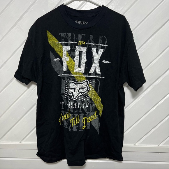 Fox | Shirts | Fox Head T Shirt Mens Large Black Short Sleeve Tread ...